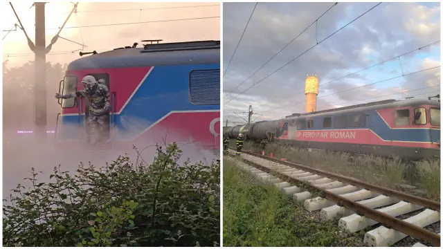 Pericol de explozie! Tren plin cu ţiţei, cuprins de flăcări sub liniile ...